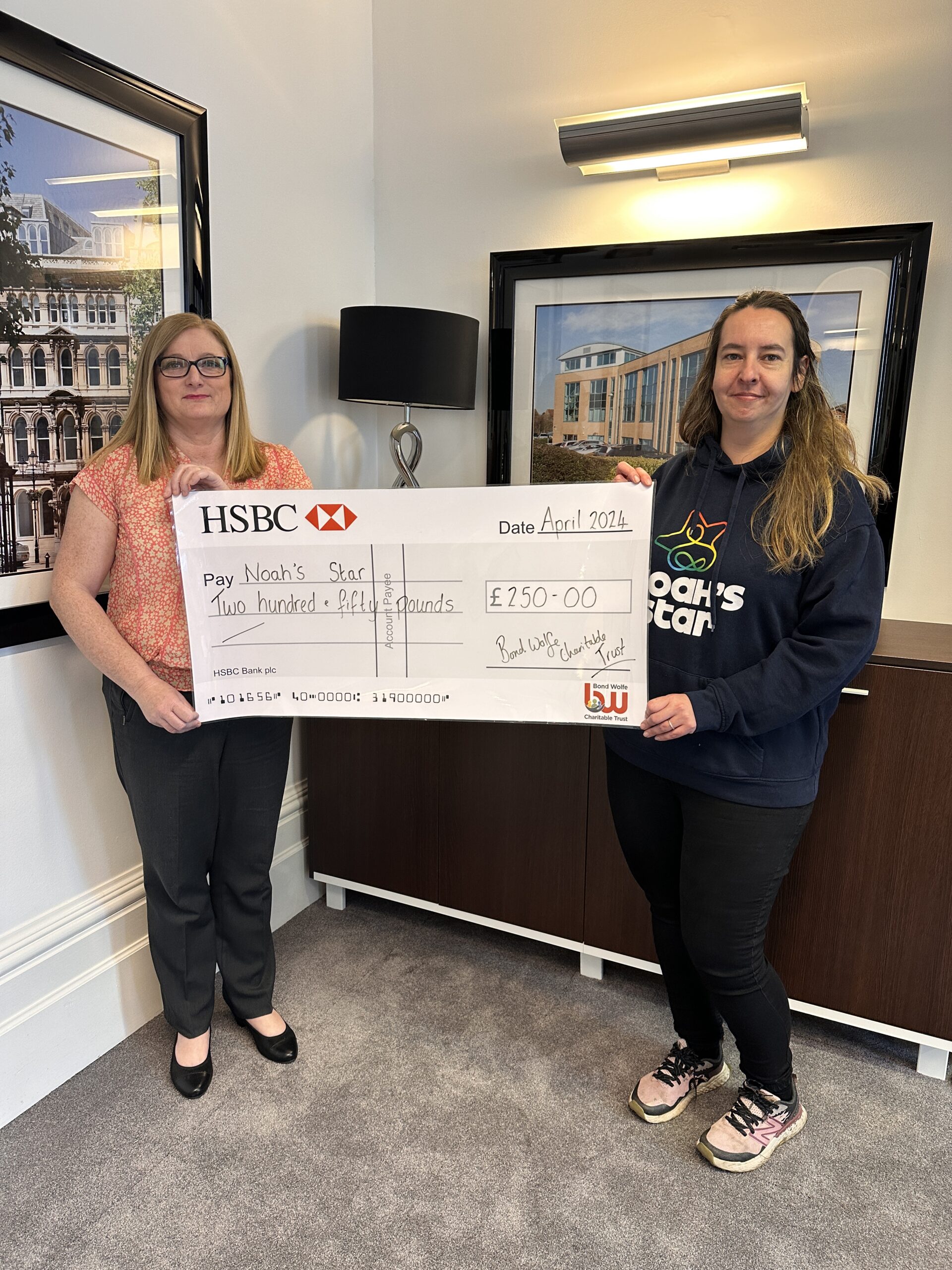 Bond Wolfe Charitable Trust donate £250 to local Noah’s Star Charity ...